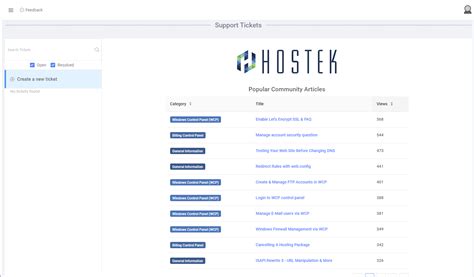 Hostek Dashboard Ticket Management General Information Hostek Community