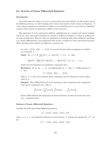Notes On System Of Linear Differential Equations Engineering
