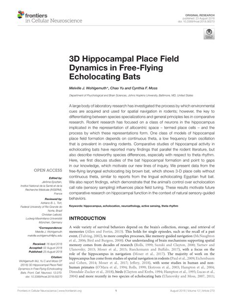 Pdf 3d Hippocampal Place Field Dynamics In Free Flying Echolocating Bats