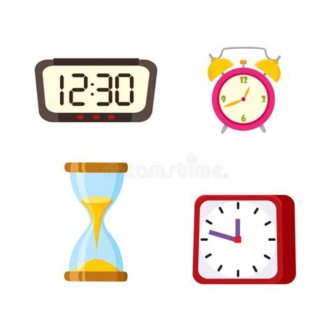 Vector Flat Clock Types Icon Set Isolated Stock Vector Illustration Of Bell Hand 105270367