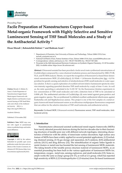 Pdf Facile Preparation Of Nanostructures Copper Based Metal Organic