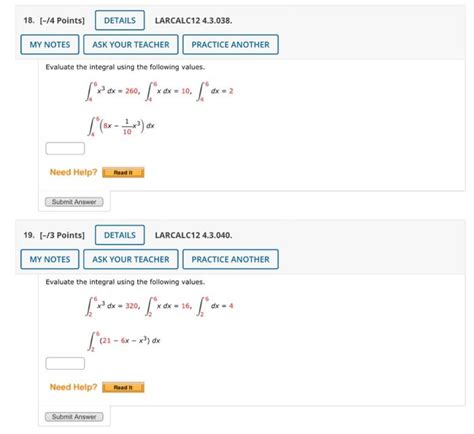 Solved Evaluate The Integral Using The Following Values