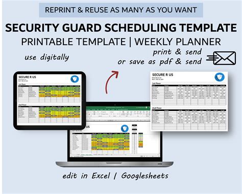 Security Guard Scheduling Template Multi Roles Location Shift Period