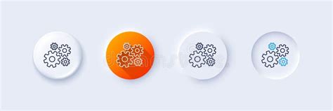 Cogwheel Line Icon Engineering Tool Sign Line Icons Vector Stock