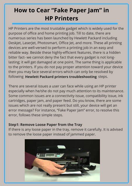 Fix Fake Paper Jam Issues Of Hp Printer