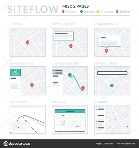 Website Wireframe Layouts UI Kits For Site Map And Ux Design Stock Vector By Monsterdesign