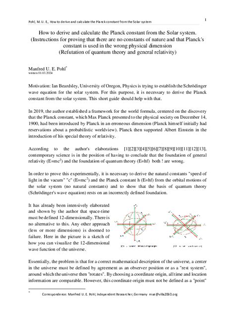 Pdf How To Calculate Plancks Constant From Solar System Manfred Ue