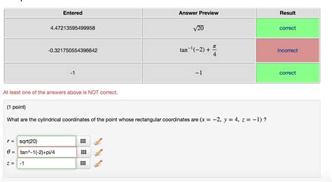 Solved What Are The Cylindrical Coordinates Of The Point