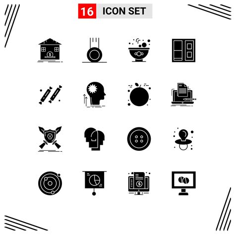 Stock Vector Icon Pack Of 16 Line Signs And Symbols For Party Candy Sport Door Building Editable