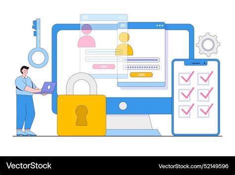Flat Personal Data Security Concept Outline Vector Image