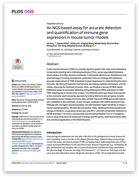 Publication An Ngs Based Assay For Accurate Detection And Quantification Of Immune Gene