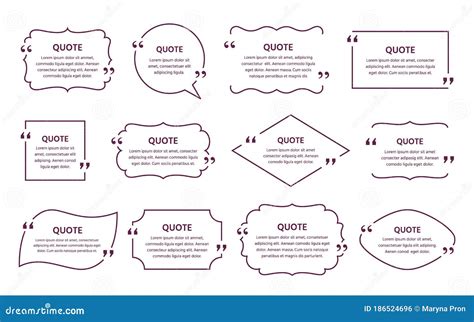 Quote Box Frame Template Text Quotations Speech Bubbles Vector Illustration Stock Vector