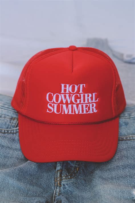 Hot Cowgirl Summer Trucker Hat Red Trendy Trucker Hat For Women Summer