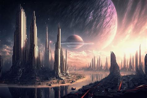 Futuristic Cityscape Ai Generative Illustration Stock Illustration Illustration Of Scenic