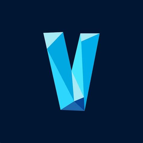 Premium Vector Blue Geometric V Vector Alphabet Artwork