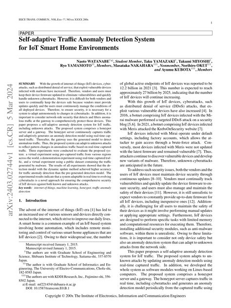 Pdf Self Adaptive Traffic Anomaly Detection System For Iot Smart Home