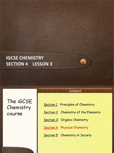 Igcse Chemistry Section 4 Lesson 3 Pdf Reaction Rate Chemical Reactions