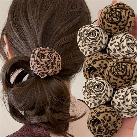 Новинка 2024 повязки на голову с леопардовой розой эластичные гребешки нейлоновая веревка