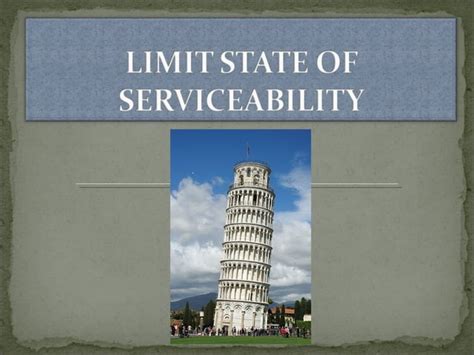 Limit State Of Serviceability Ppt