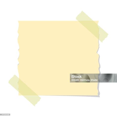 찢어진 노란색 스티커 메모 벡터 그림입니다 테이프 사각형 사무실 메모 용지 템플릿입니다 잘려지거나 찢어진 종이에 대한 스톡 벡터 아트 및 기타 이미지 잘려지거나 찢어진