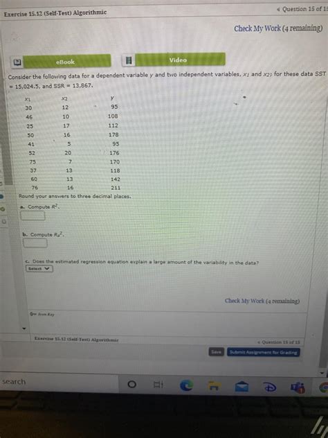 Solved Question 15 Of 15 Exercise 15 12 Self Test Chegg Com