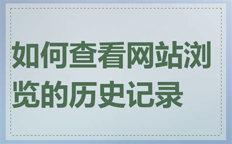 如何查看网站浏览的历史记录