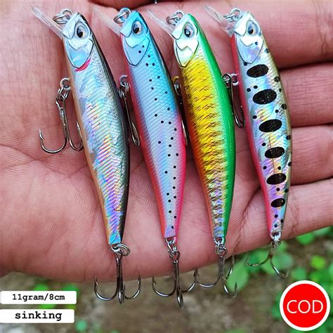 Jual Minnow 11gram 8cm Sinking Minow Umpan Pancing Casting Medium
