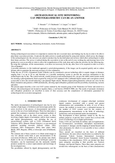 Pdf Archaeological Site Monitoring Uav Photogrammetry Can Be An Answer