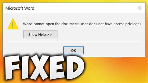 How To Fix Word Cannot Open The Document User Does Not Have Access Privileges Error Easy