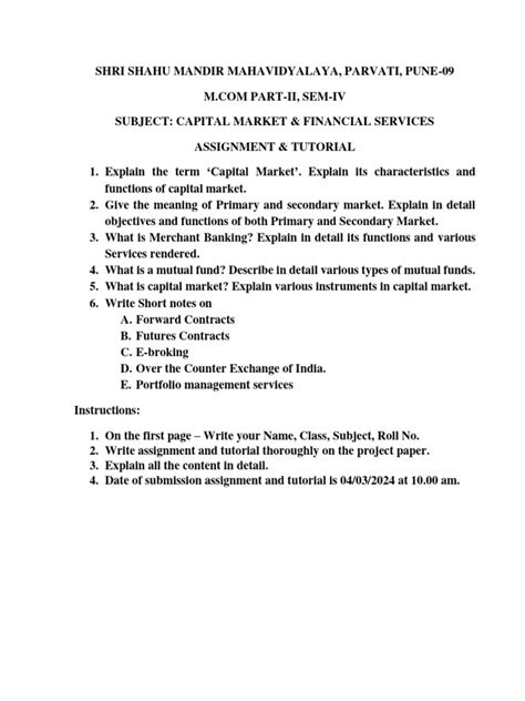 Assignment And Tutorial Questions Pdf Finance And Money Management