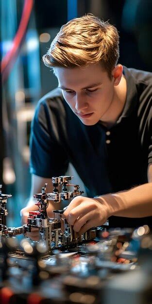 Robotics Engineer Assembling Robotic Arm Premium Ai Generated Image