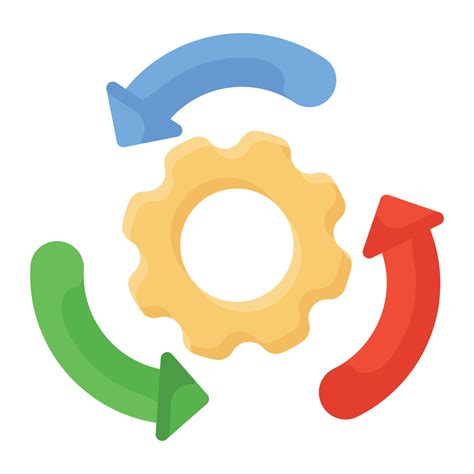 Gear Surrounded By Arrows Processing Icon In Flat Design 6743467
