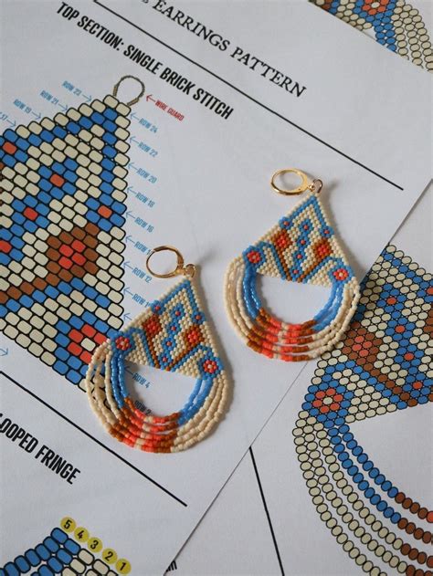 Seed Bead Earrings Pattern Bundle 5 Patterns Looped Fringe Etsy Seed