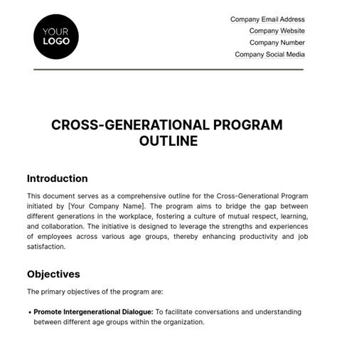 Cross Generational Program Outline Hr Template Edit Online And Download
