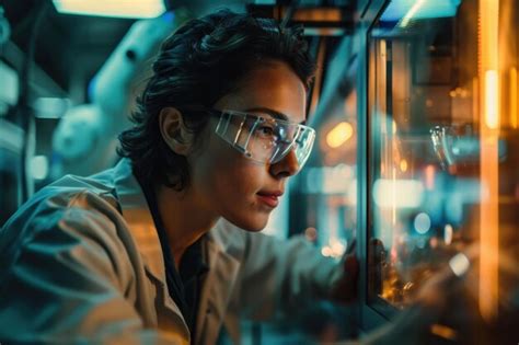 Technician Using Ai Software To Optimize Machinery In Smart Factory Premium Ai Generated Image