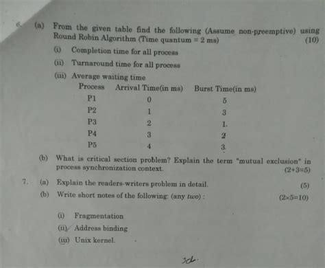 Operating System Question Paper 2022 Question Paper Operating System 2022 Computer Science
