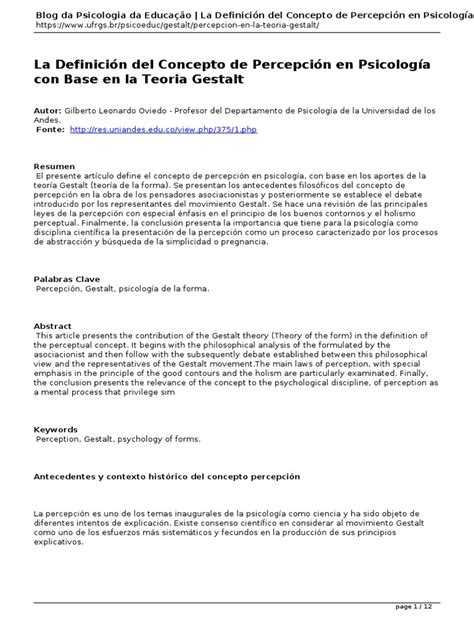 Blog Da Psicologia Da Educação La Definición Del Concepto De Percepción