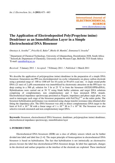 Pdf The Application Of Electrodeposited Poly Propylene Imine