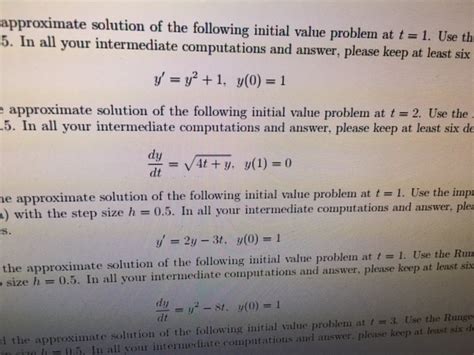 Solved Numerical Methods Euler Method Please See