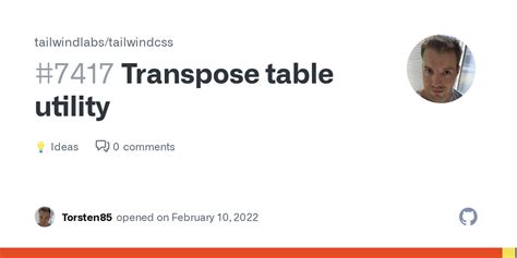 Transpose Table Utility · Tailwindlabs Tailwindcss · Discussion 7417