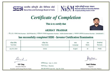 Akshay Prashar On Linkedin I Am Thrilled To Announce That I Have Successfully Completed My Sebi