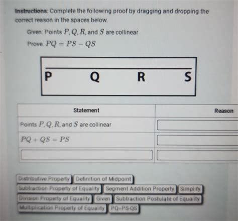 Solved Instructions Complete The Following Proof By Dragging And