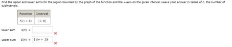 Solved Find The Upper And Lower Sums For The Region Bounded