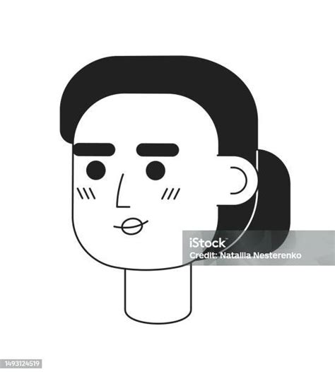 롤빵 헤어스타일 단색 플랫 벡터 캐릭터 머리를 가진 예의 바른 미소 짓는 여자 2차 도형에 대한 스톡 벡터 아트 및 기타 이미지 2차 도형 경영자 고객 Istock