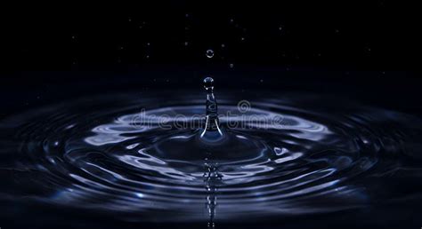 Water Drop Impact Creating Ripples In Dark Liquid Still Life Stock Illustration Illustration