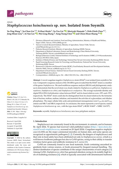 Pdf Staphylococcus Hsinchuensis Sp Nov Isolated From Soymilk