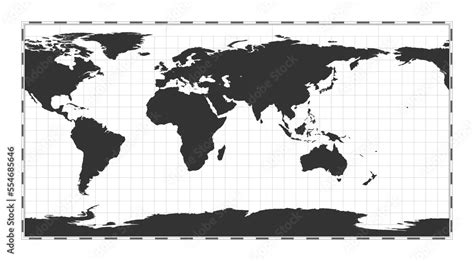 Vetor De Vector World Map Equirectangular Plate Carree Projection Plain World Geographical