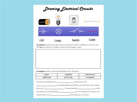 Drawing Electrical Circuit Diagrams Worksheet Teaching Resources