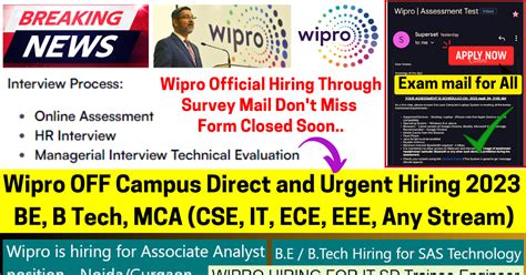 Wipro Official Off Campus Direct Urgent Hiring As SAS Associate Analyst Engineer Role BE