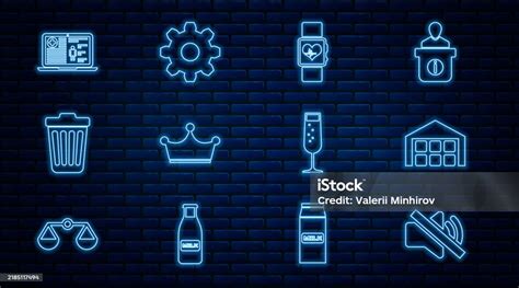 라인 설정 스피커 음소거 창고 스마트 워치 심장 박동수 크라운 휴지통 의료 임상 기록 샴페인 잔 및 톱니바퀴 기어 설정 아이콘 벡터 건강 진단에 대한 스톡 벡터 아트 및